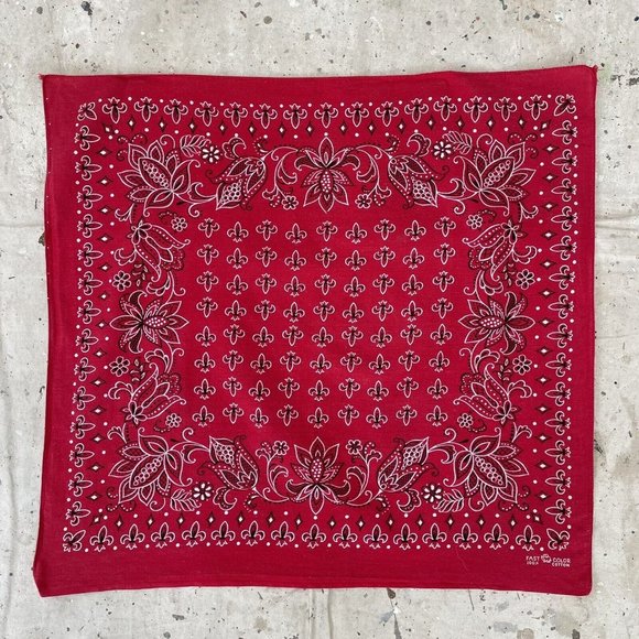 Accessories | Vintage 195s Fleur De Lis Pattern Fast Color Red Trunk Up ...
